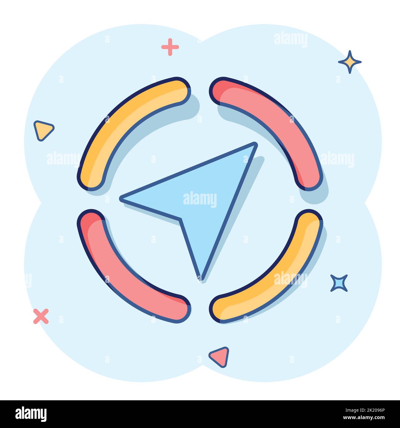 Global navigation icon in comic style. Compass gps vector cartoon ...
