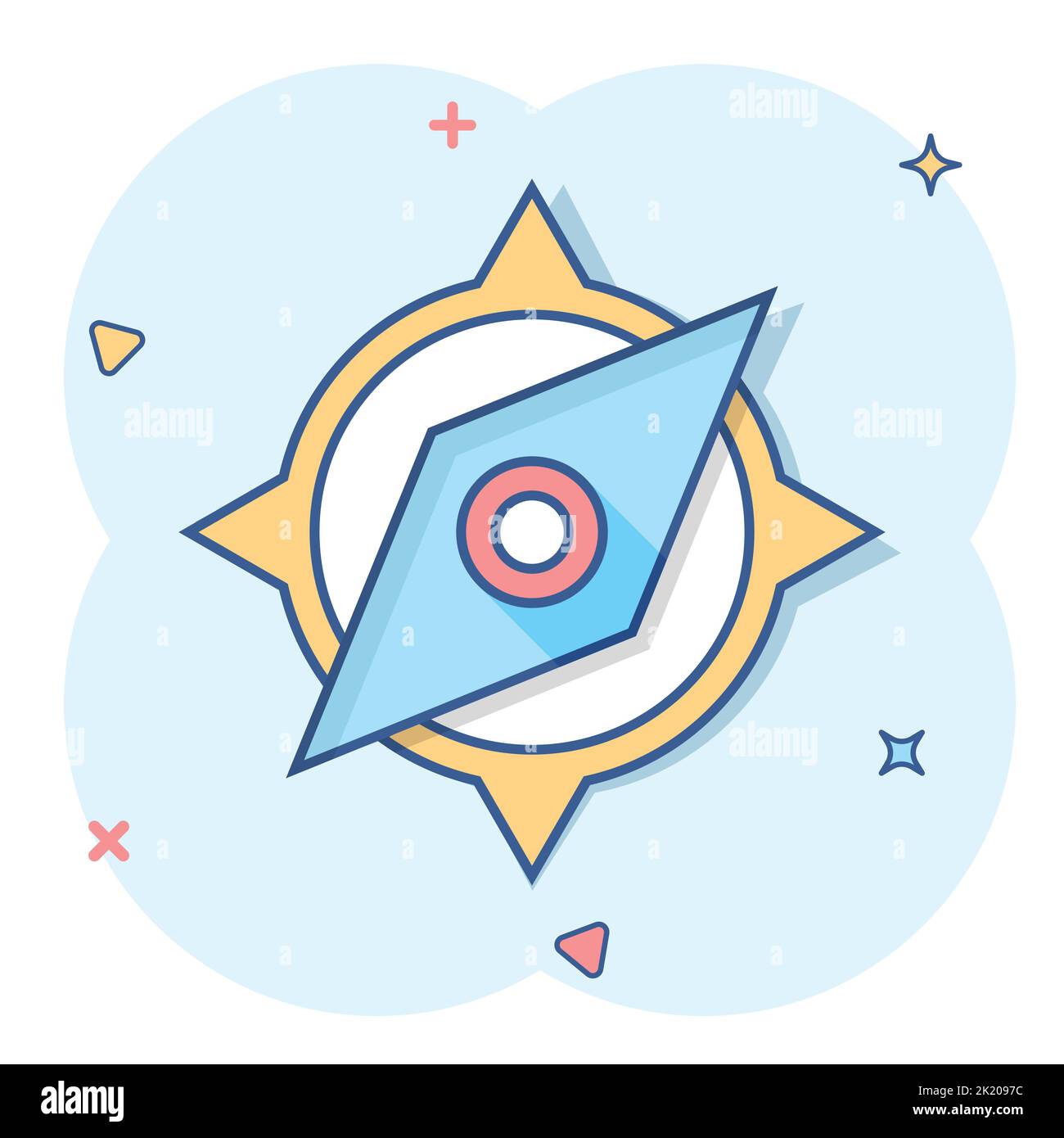 Global navigation icon in comic style. Compass gps vector cartoon ...