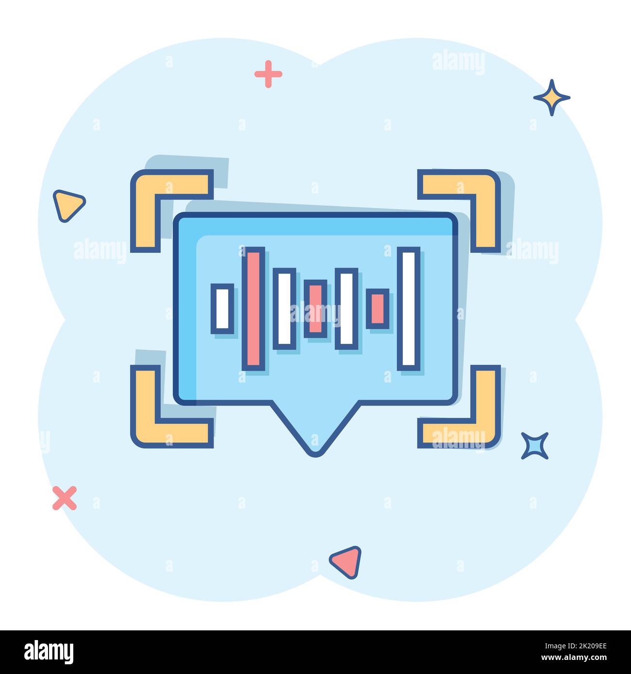 Voice recognition icon in comic style. Authentication sound vector cartoon illustration on white ...