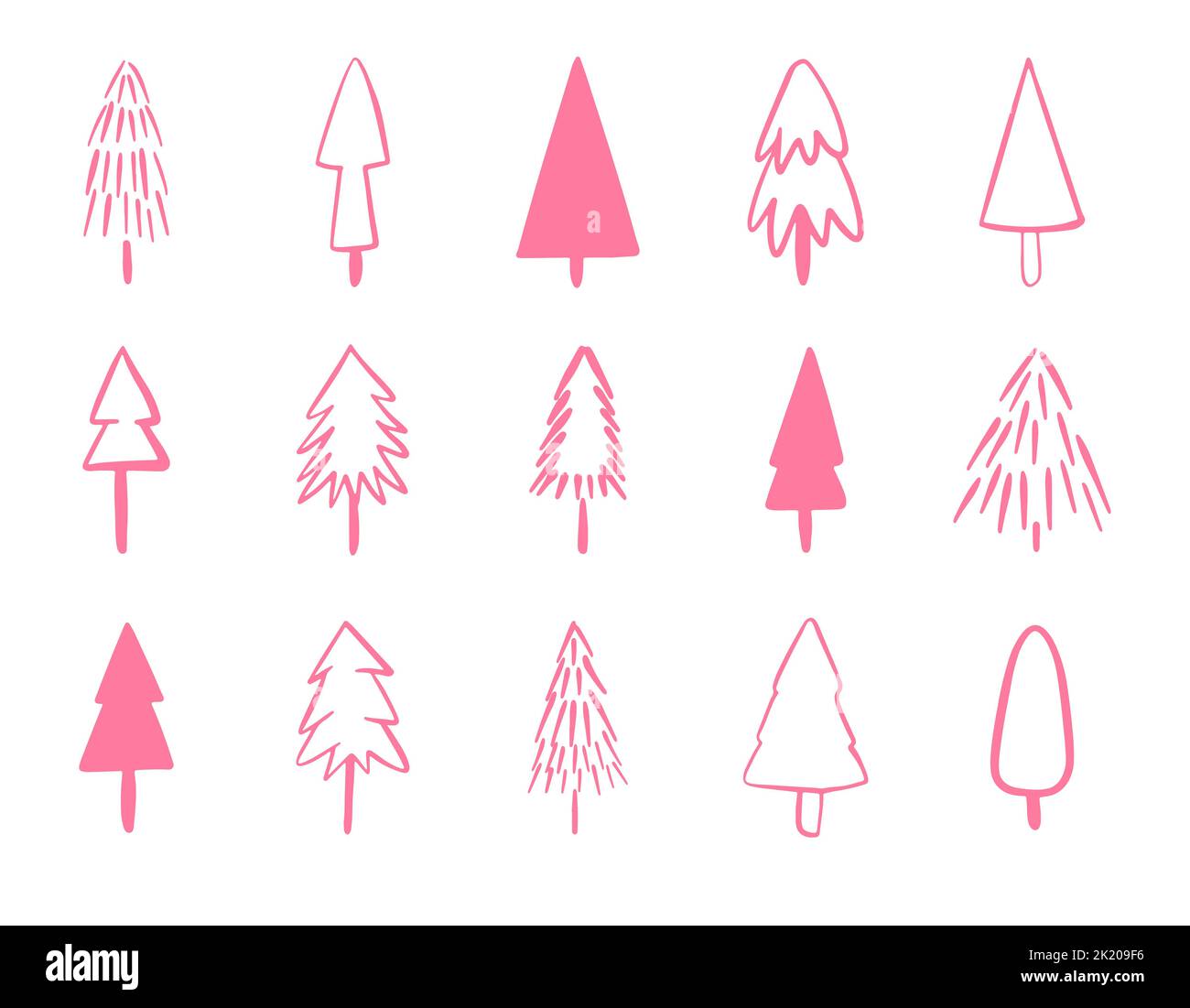 Vector set of pink christmas tree icons Stock Vector Image & Art - Alamy