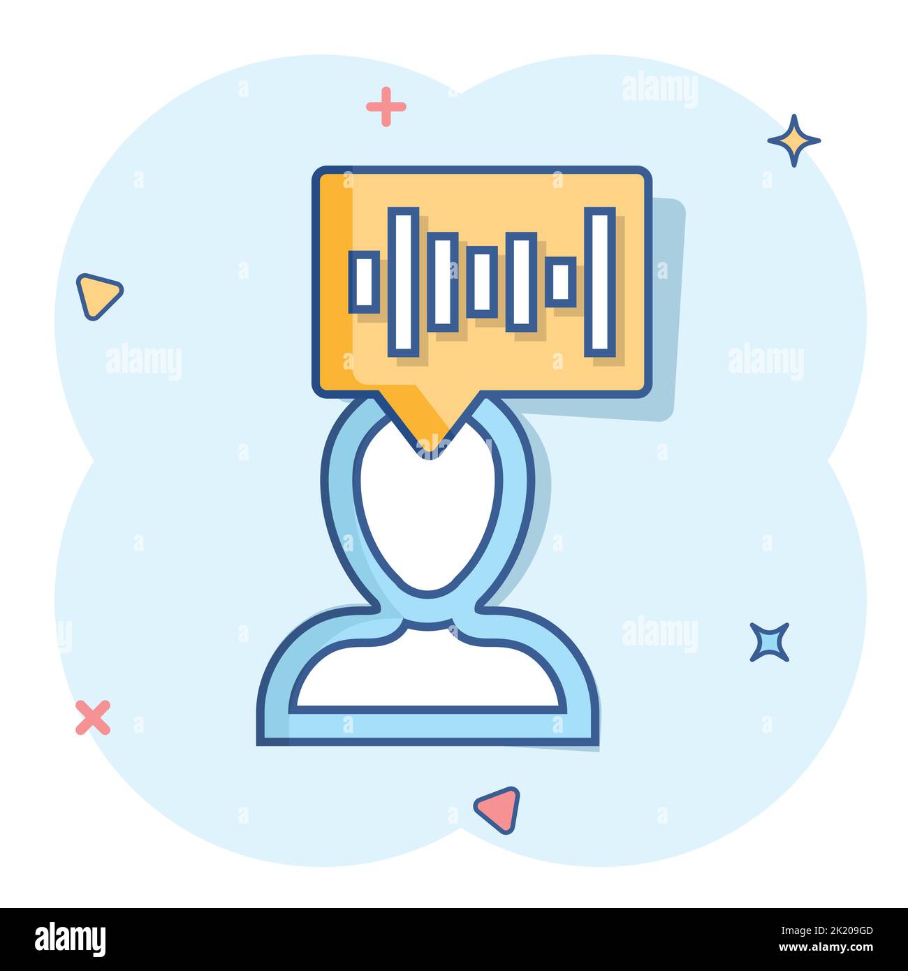 Voice recognition icon in comic style. Authentication sound vector cartoon illustration on white ...