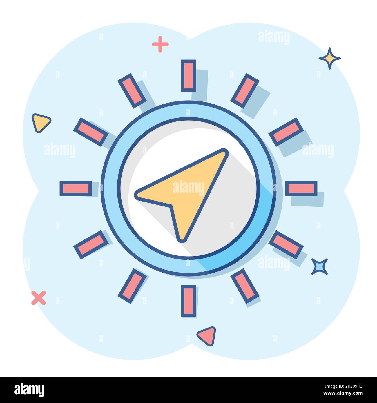 Global navigation icon in comic style. Compass gps vector cartoon ...