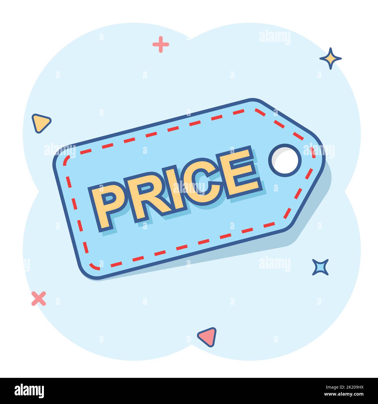 Price coupon icon in comic style. Price tag vector cartoon illustration ...