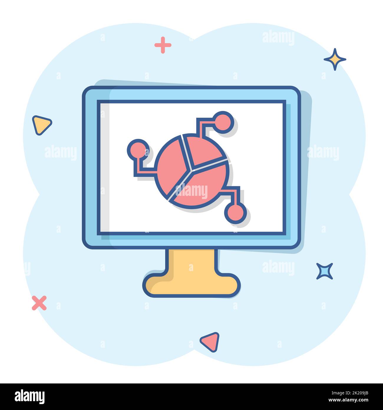 Analytic monitor icon in comic style. Diagram vector cartoon ...