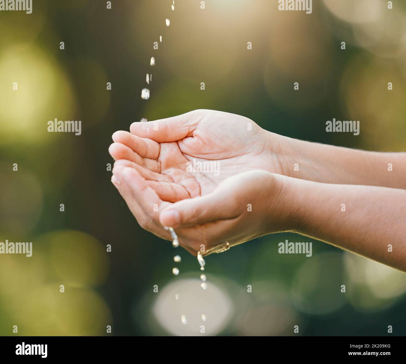 Water splash, hands and environment sustainability of nature, earth day ...