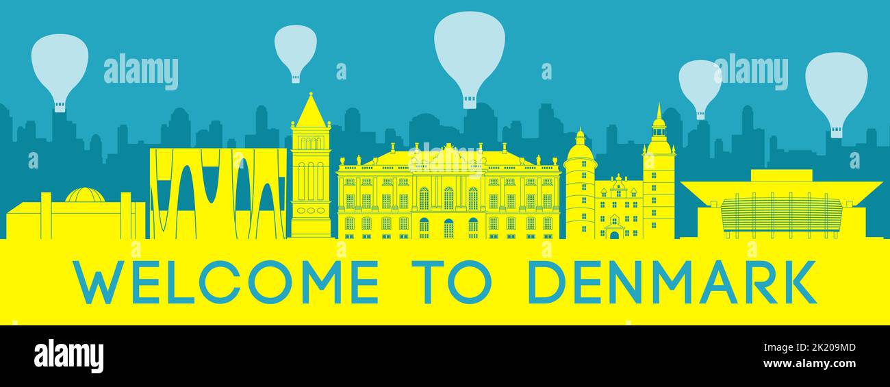 Denmark famous landmark with color design,vector illustration Stock ...