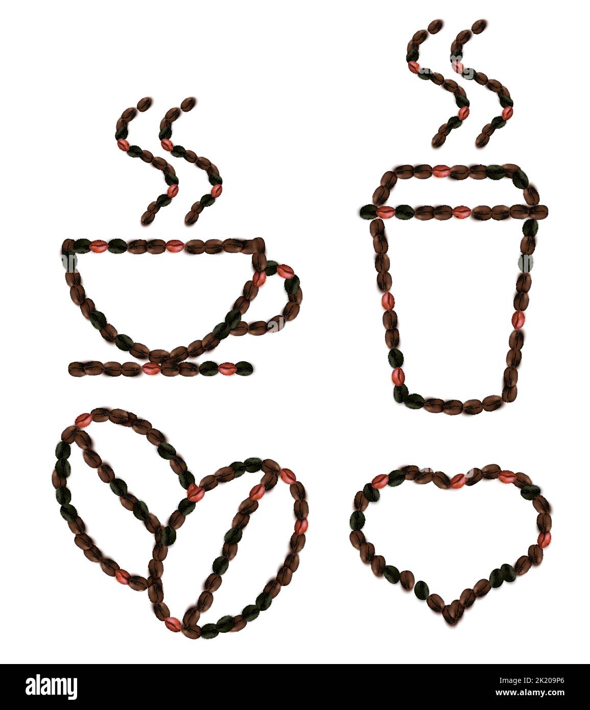 Vector coffee set with 3d coffee beans pattern Stock Vector Image & Art ...