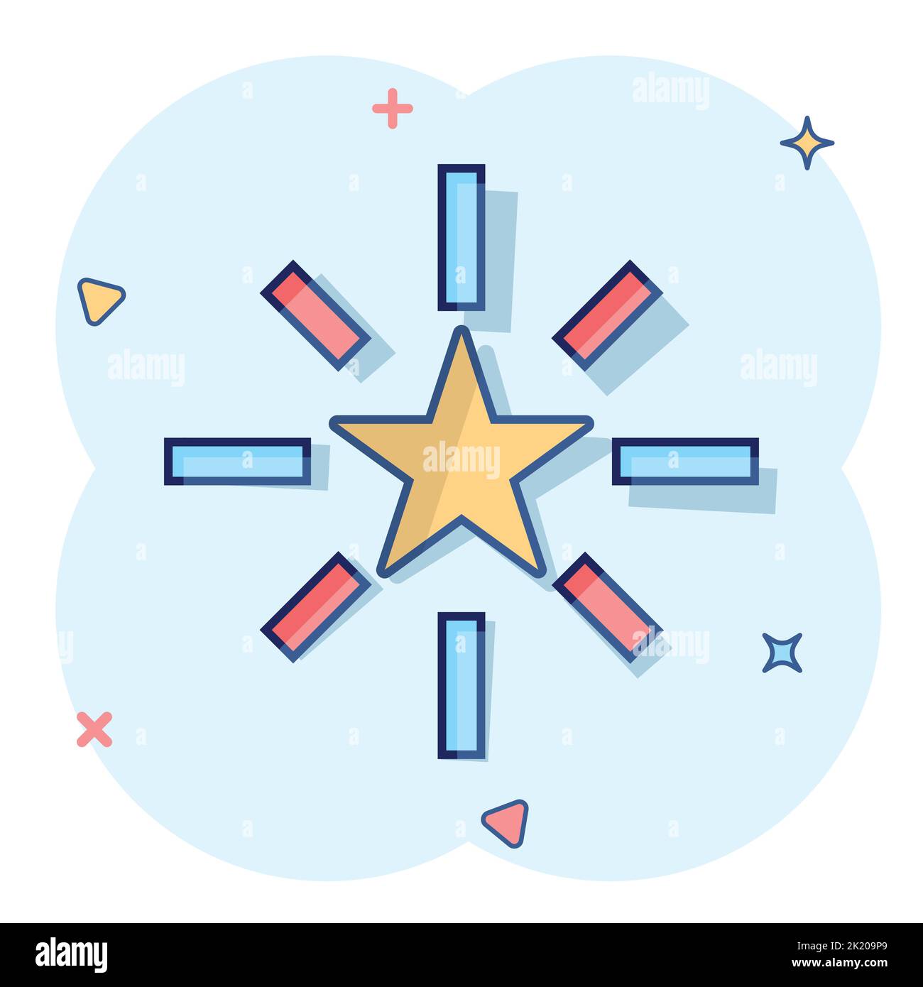 Excellence icon in comic style. Star ribbon vector cartoon illustration ...