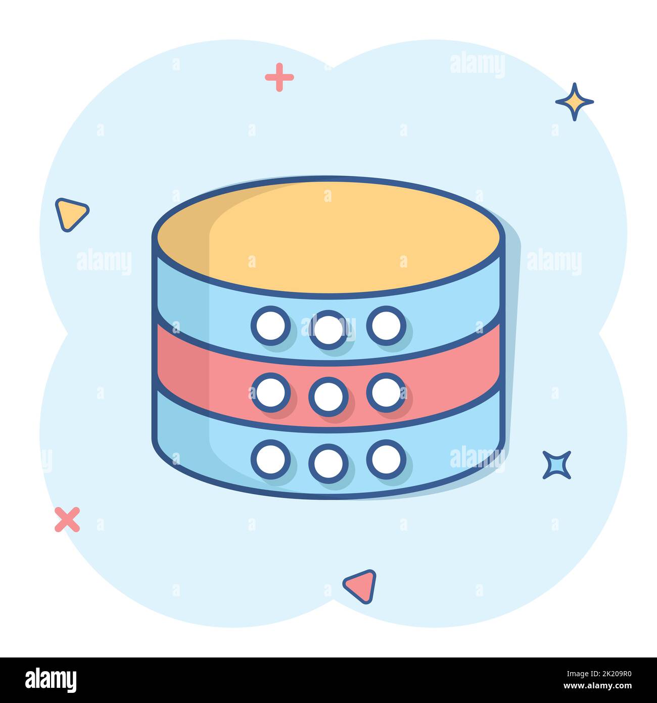 Data center icon in comic style. Server vector cartoon illustration on ...