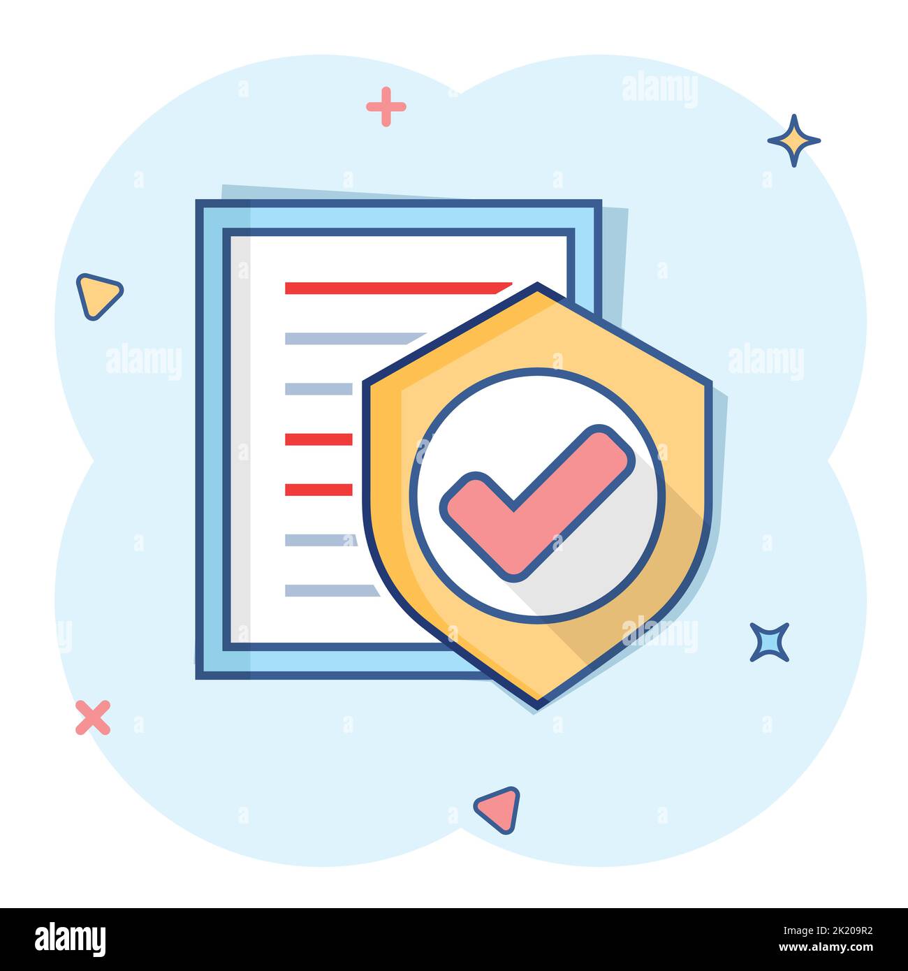 Insurance policy icon in comic style. Report vector cartoon ...
