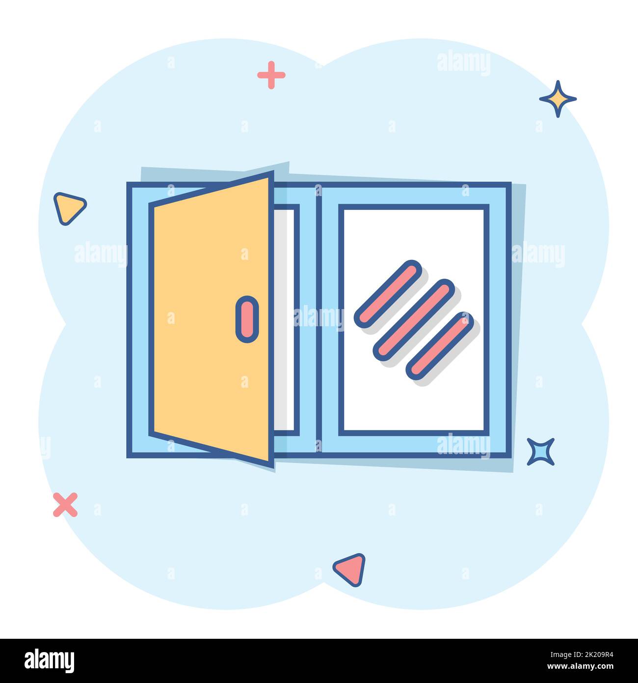 Window icon in comic style. Exterior frame vector cartoon illustration ...