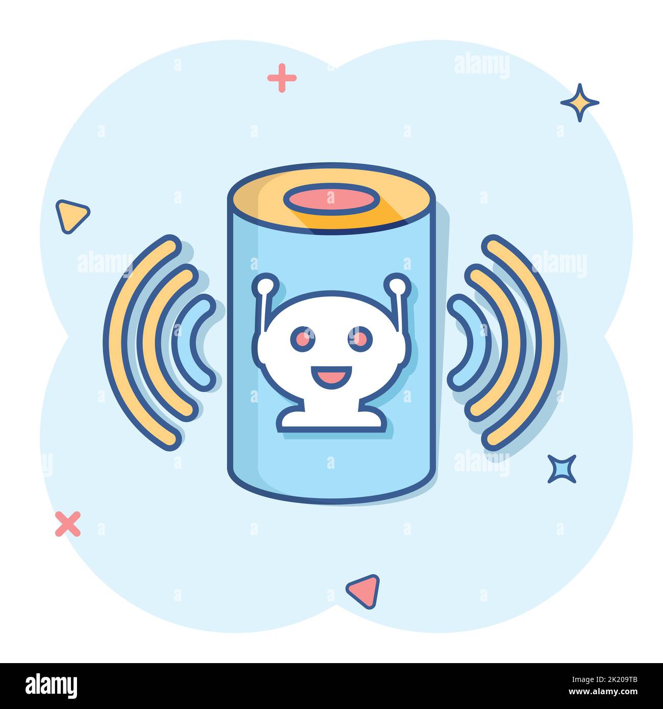 Voice assistant icon in comic style. Smart home assist vector cartoon ...
