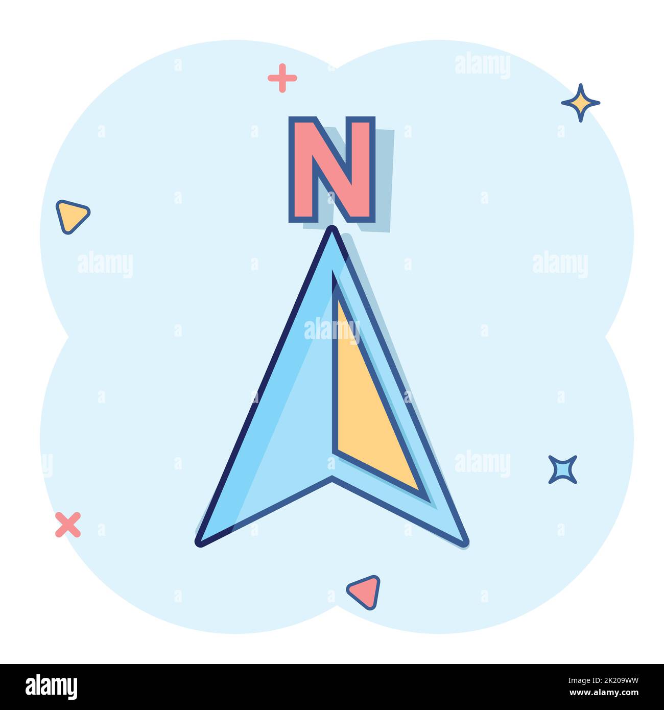 Global navigation icon in comic style. Compass gps vector cartoon ...