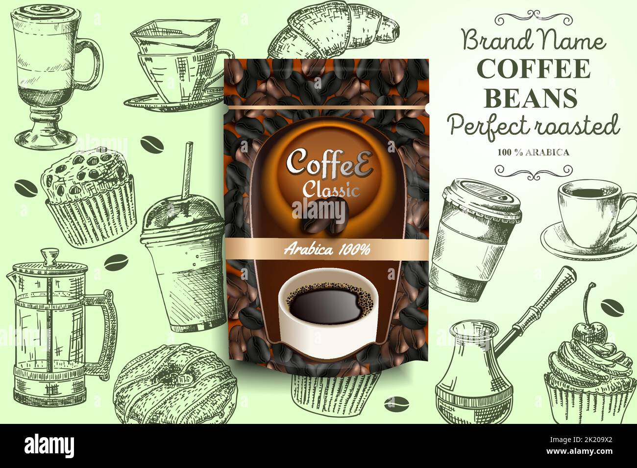 Roasted coffee beans ads vector poster template Stock Vector Image ...