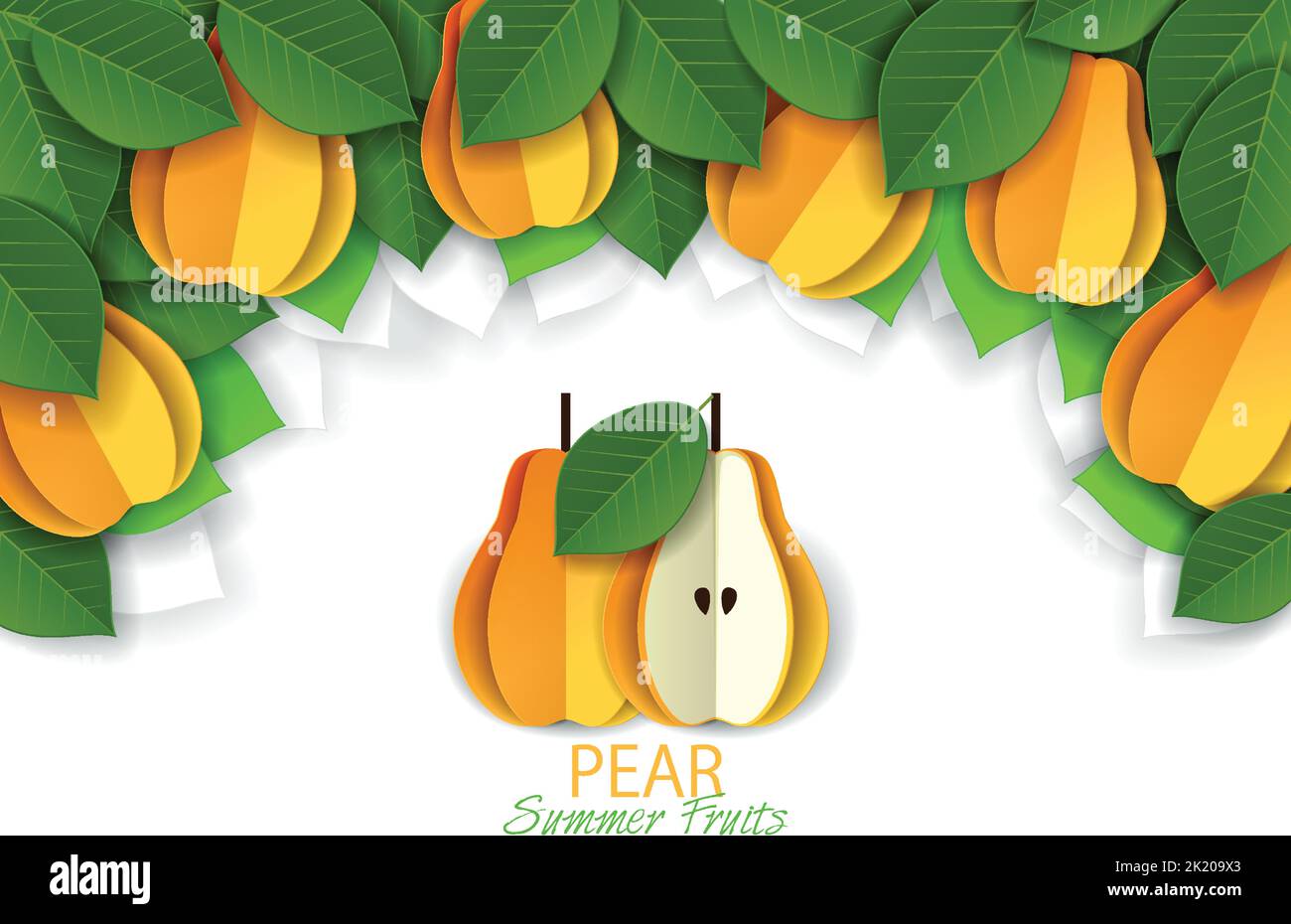 Vector paper cut yellow pear background, frame Stock Vector Image & Art ...