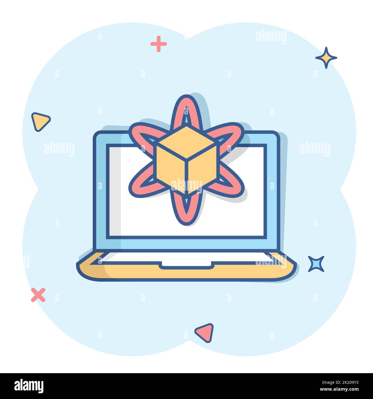 Computer simulation icon in comic style. Vr device vector cartoon ...