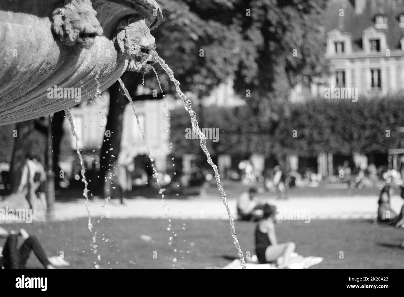 Paris, France. The Place des Vosges (Place Royale) Garden View with ...