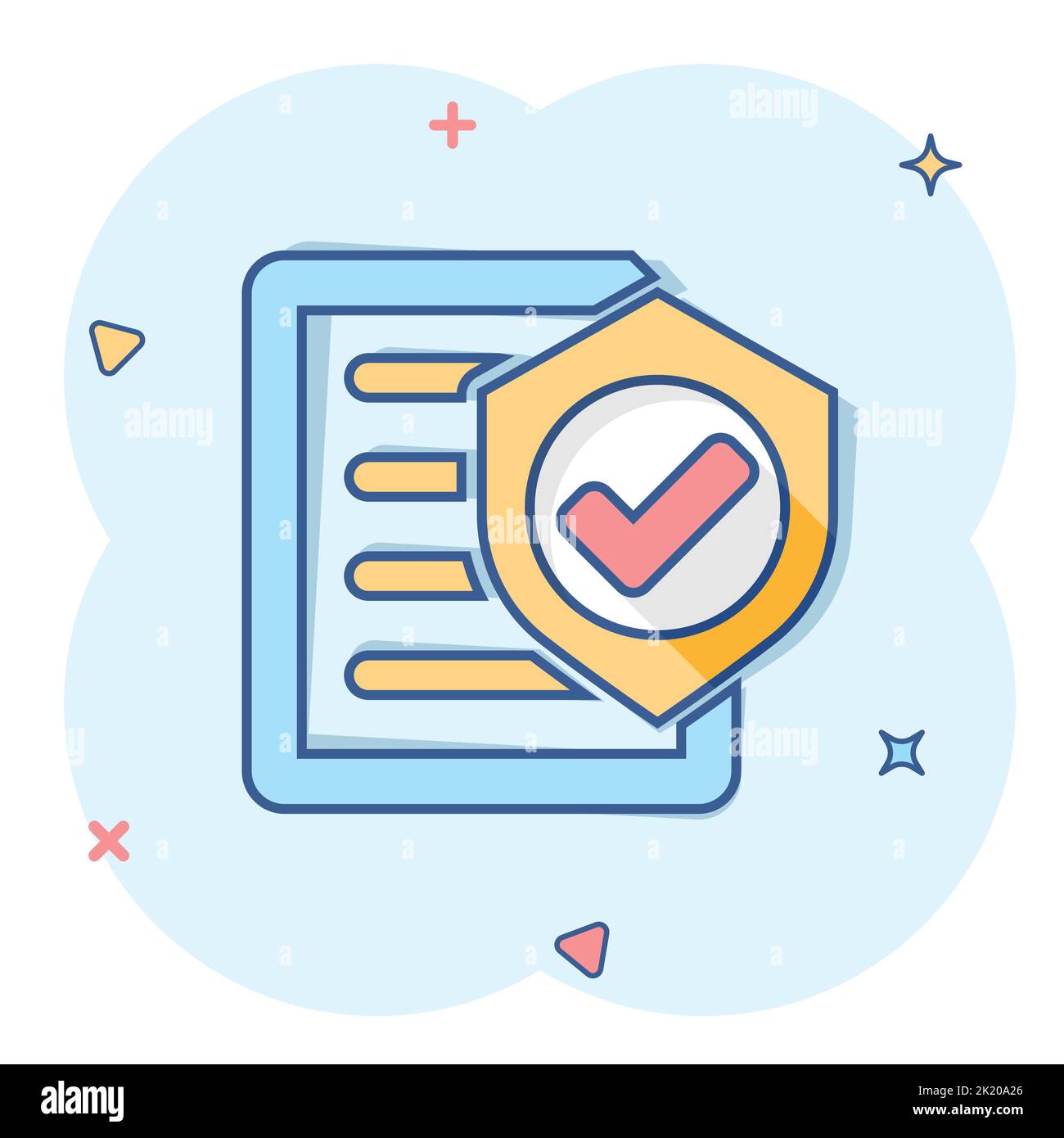 Insurance policy icon in comic style. Report vector cartoon ...