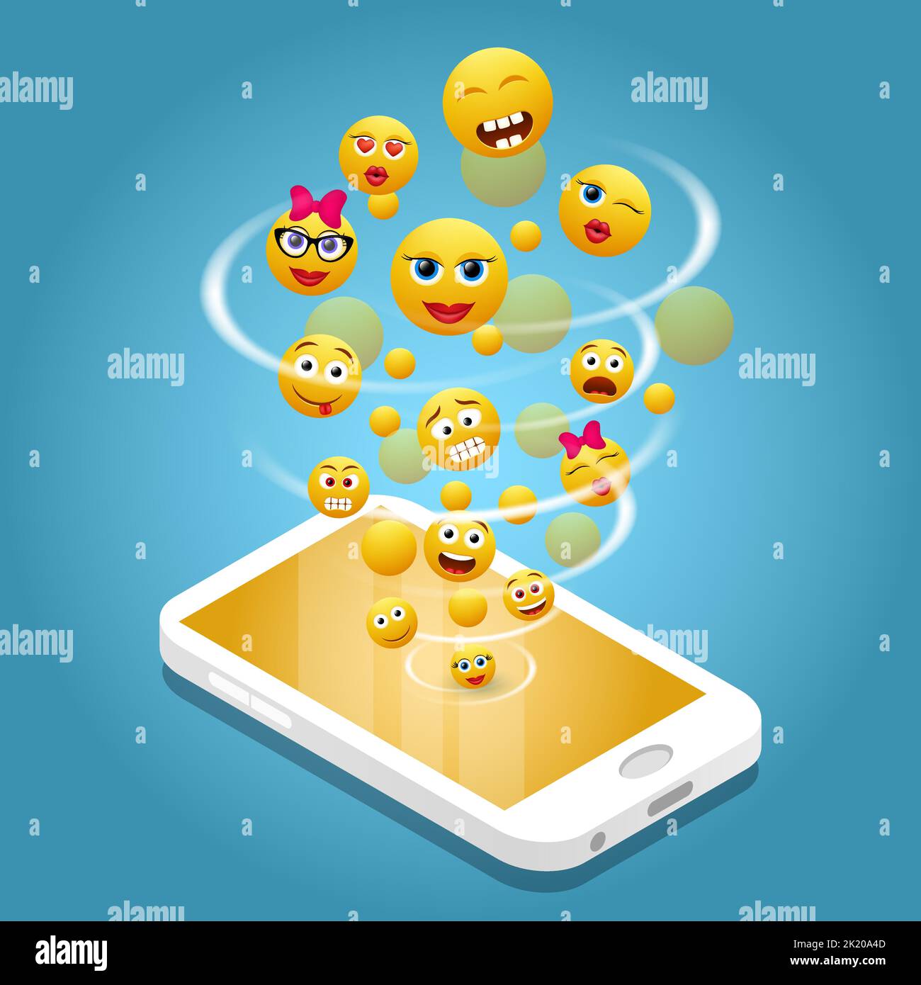 Mobile phone emoji vector realistic illustration Stock Vector Image ...
