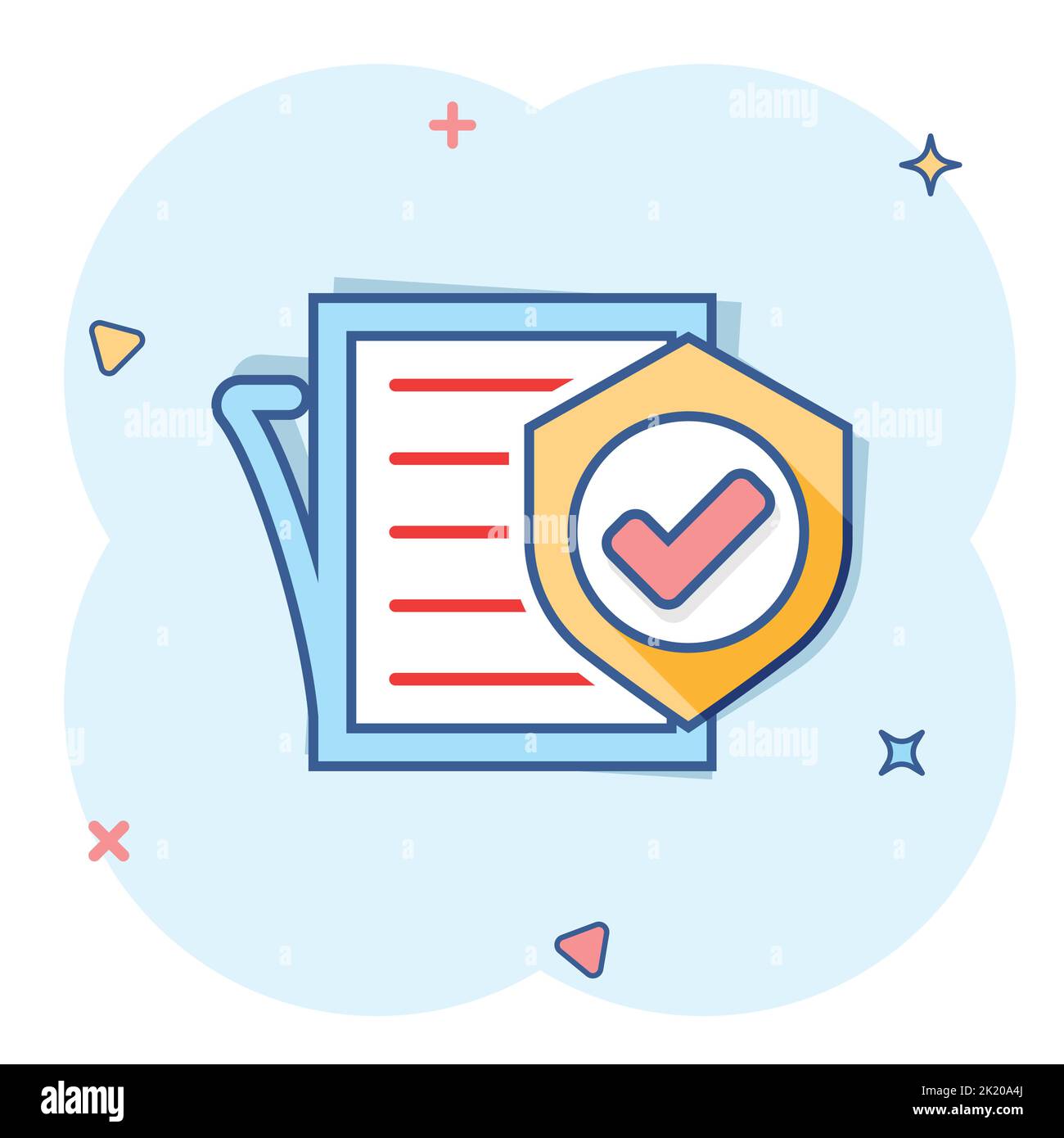 Insurance policy icon in comic style. Report vector cartoon ...