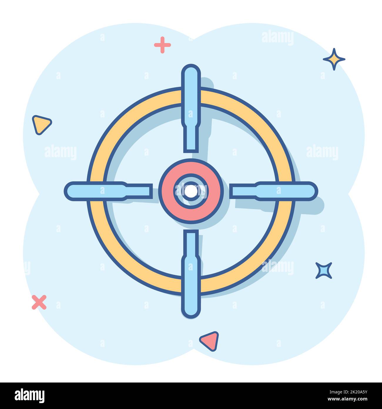 Shooting target vector icon in comic style. Aim sniper symbol cartoon ...