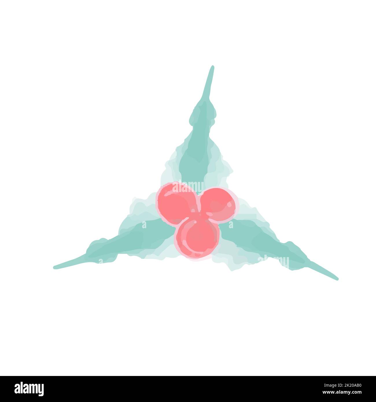 Vector Christmas traditional watercolor hanging mistletoe bouquet ...