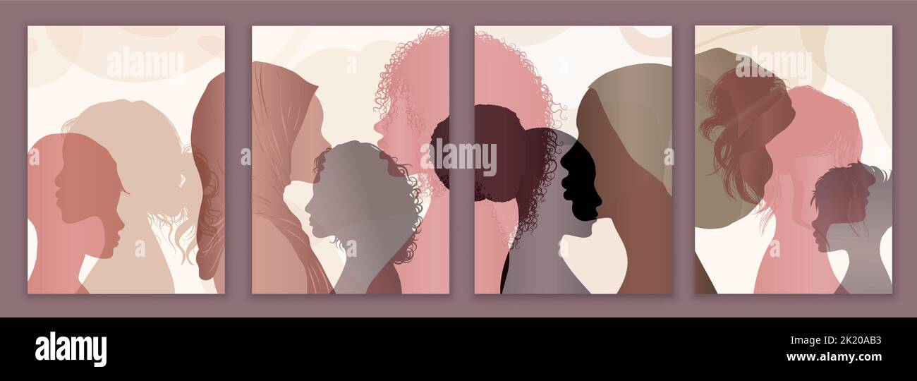 Communication group of multicultural diversity women and girls face ...