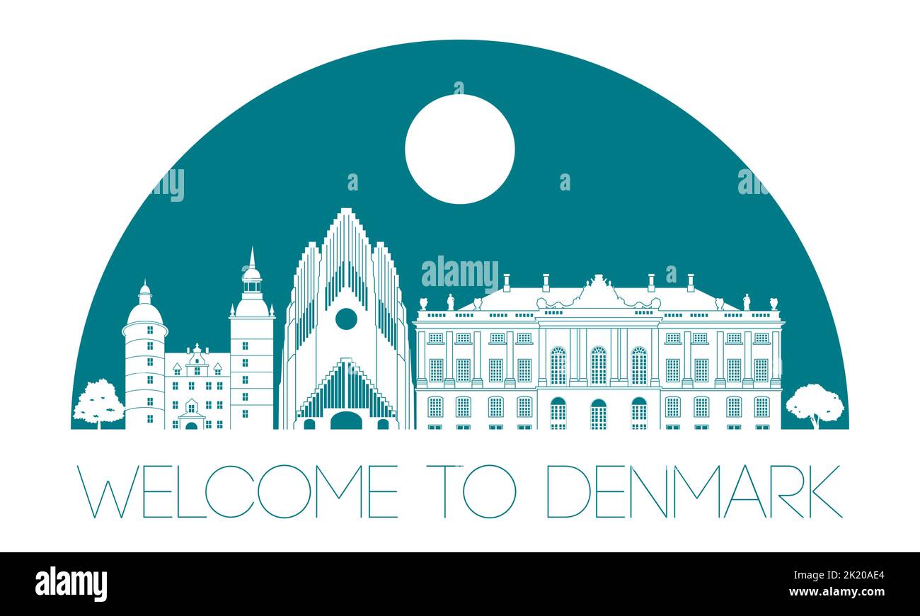 Denmark famous landmark with color design,vector illustration Stock ...