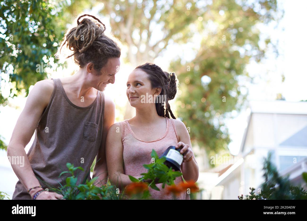 Those who sow love grow love. a happy young couple enjoying a day of ...