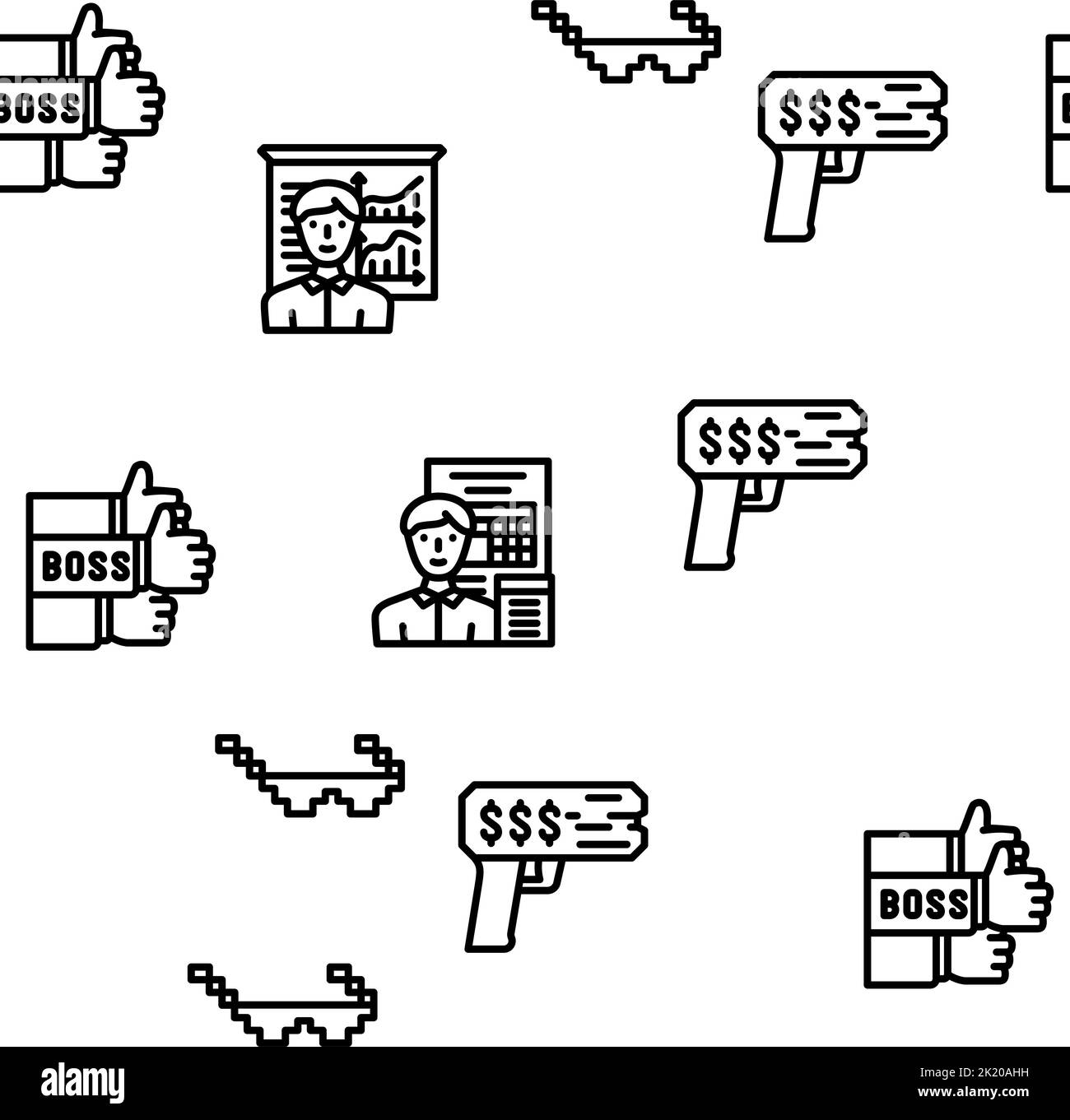 Boss Leader Businessman Accessory vector seamless pattern Stock Vector ...