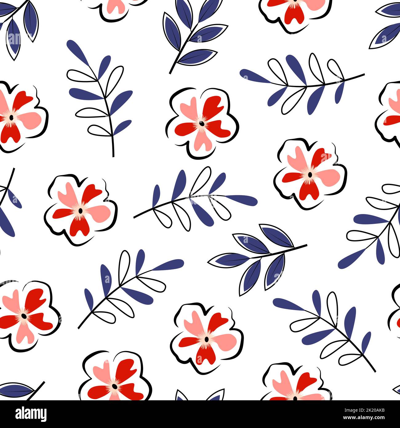 Modern stylish seamless floral ditsy pattern design of flowers and ...
