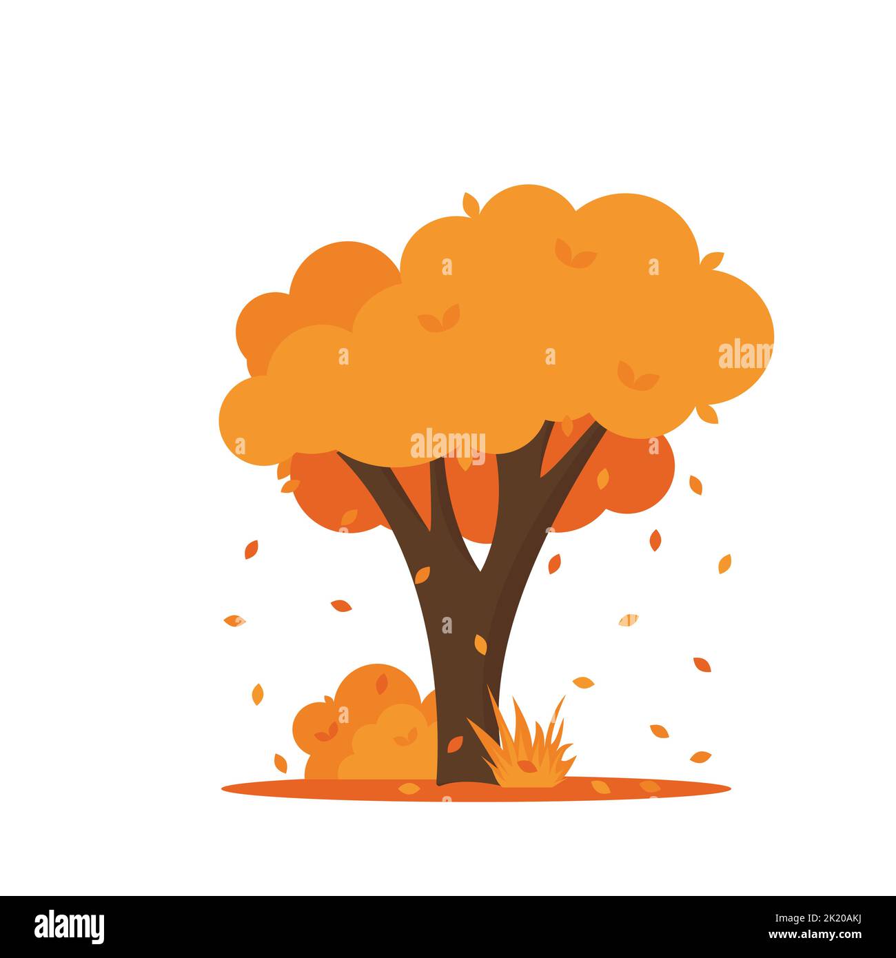 Colorful autumn trees. Cartoon yellow orange fall tree and autumnal ...