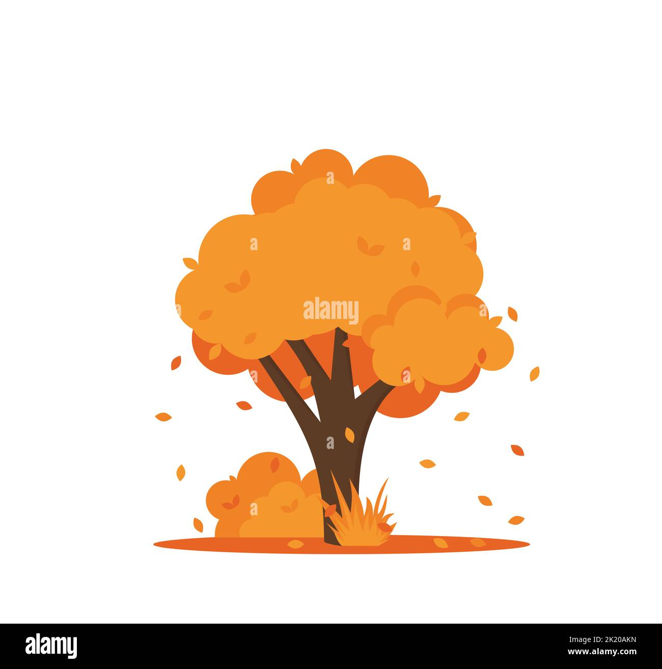 Colorful autumn trees. Cartoon yellow orange fall tree and autumnal ...