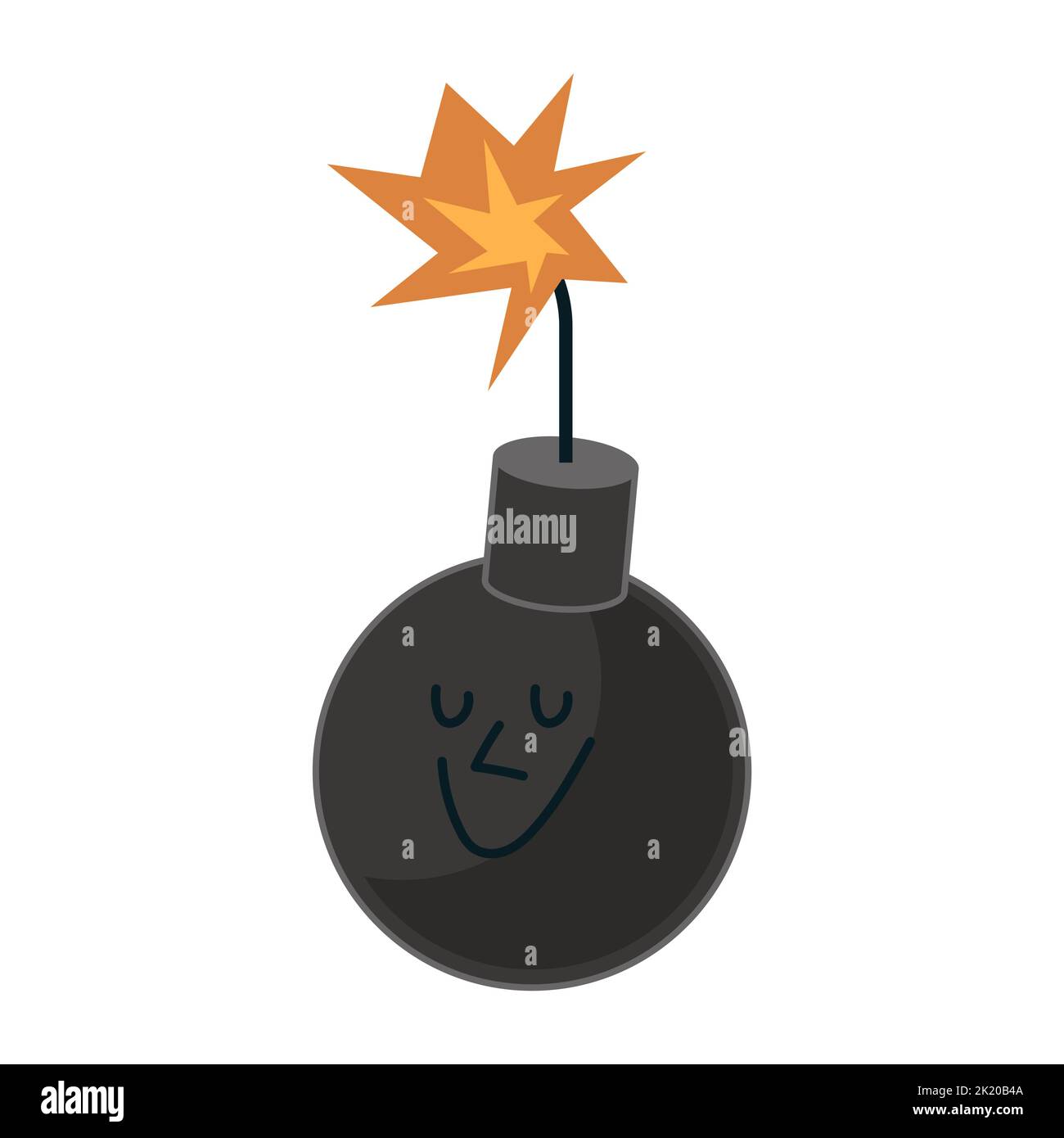 Bomb character. Round weapon mascot with funny emotion and face ...