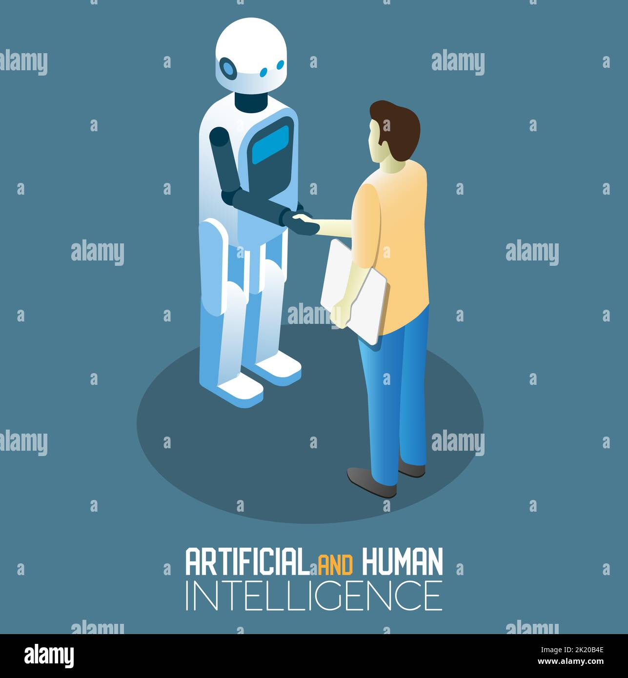 AI and human concept vector isometric illustration Stock Vector Image ...