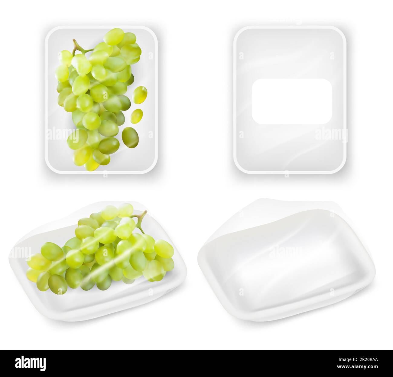 Grapes tray packaging vector realistic mockup set Stock Vector Image ...