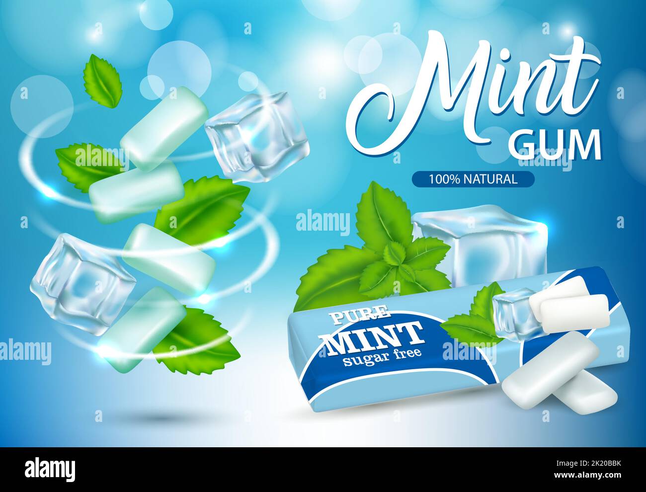 Mint chewing gum ads vector realistic illustration Stock Vector Image ...
