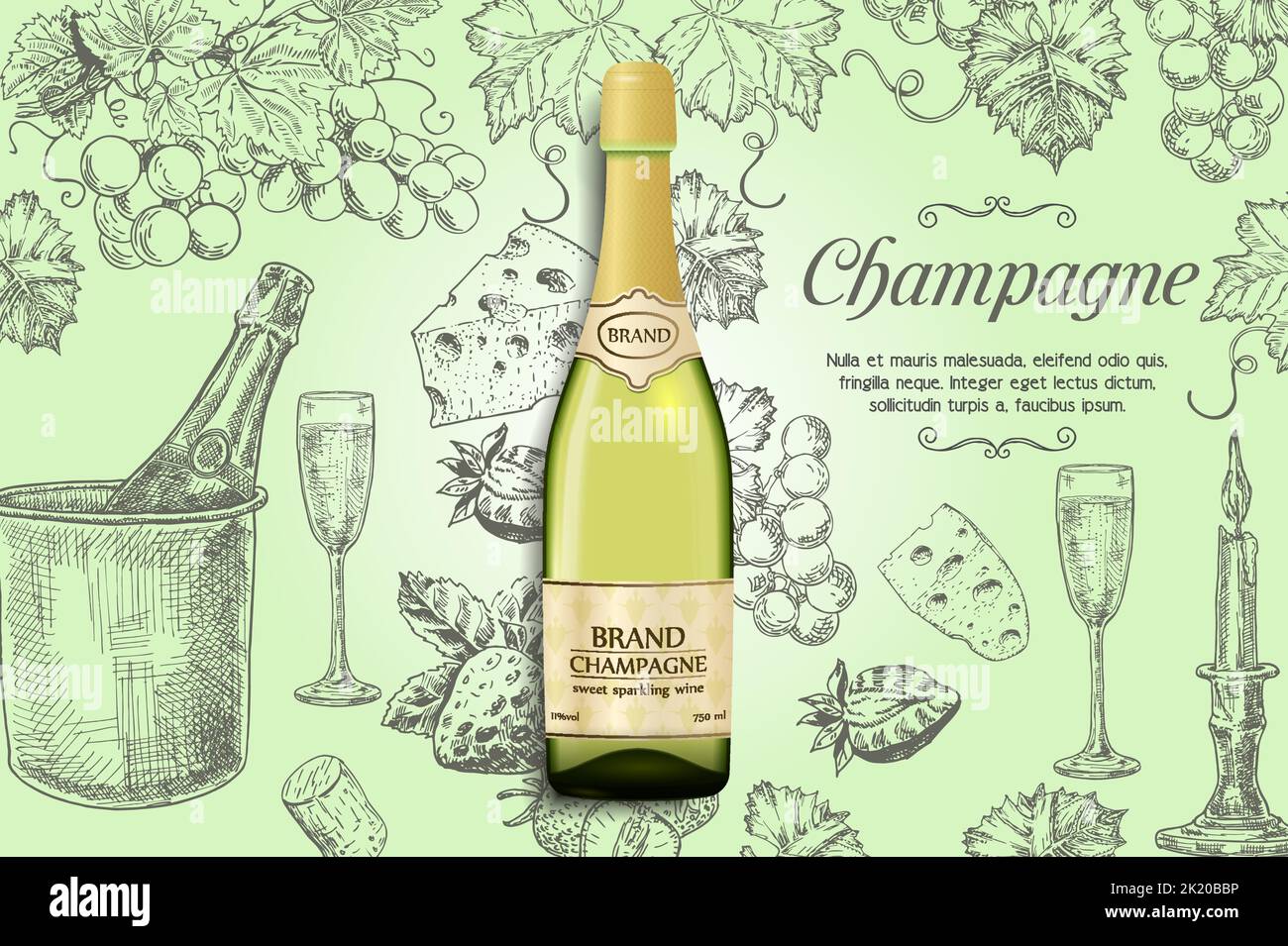 Champagne poster vector design template Stock Vector Image & Art - Alamy