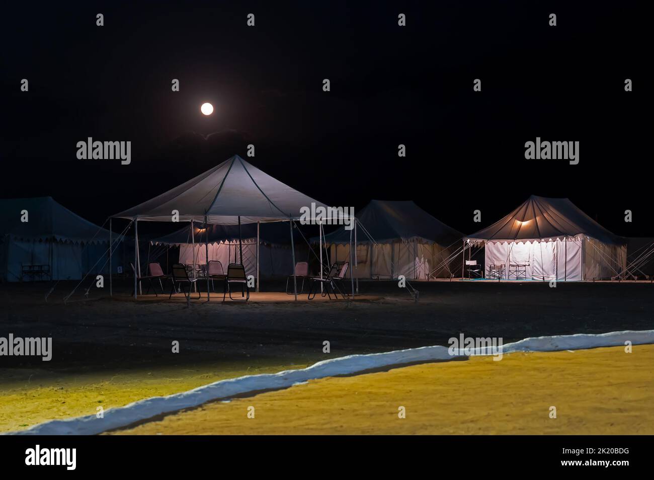 Thar desert, Rajasthan, India - October 15th 2019 : Moon rise behind ...