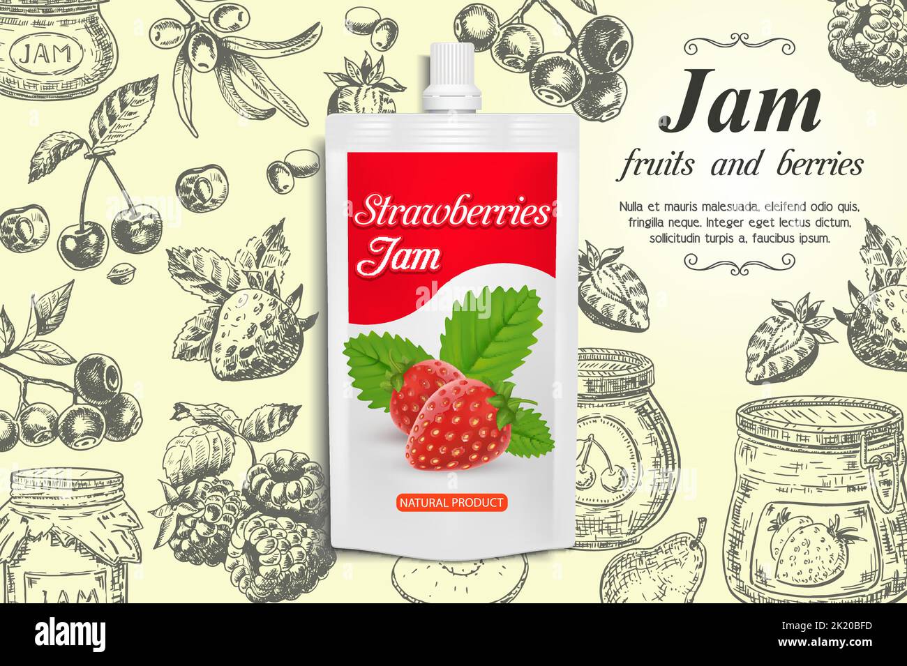 Strawberry jam ads vector design template Stock Vector Image & Art - Alamy