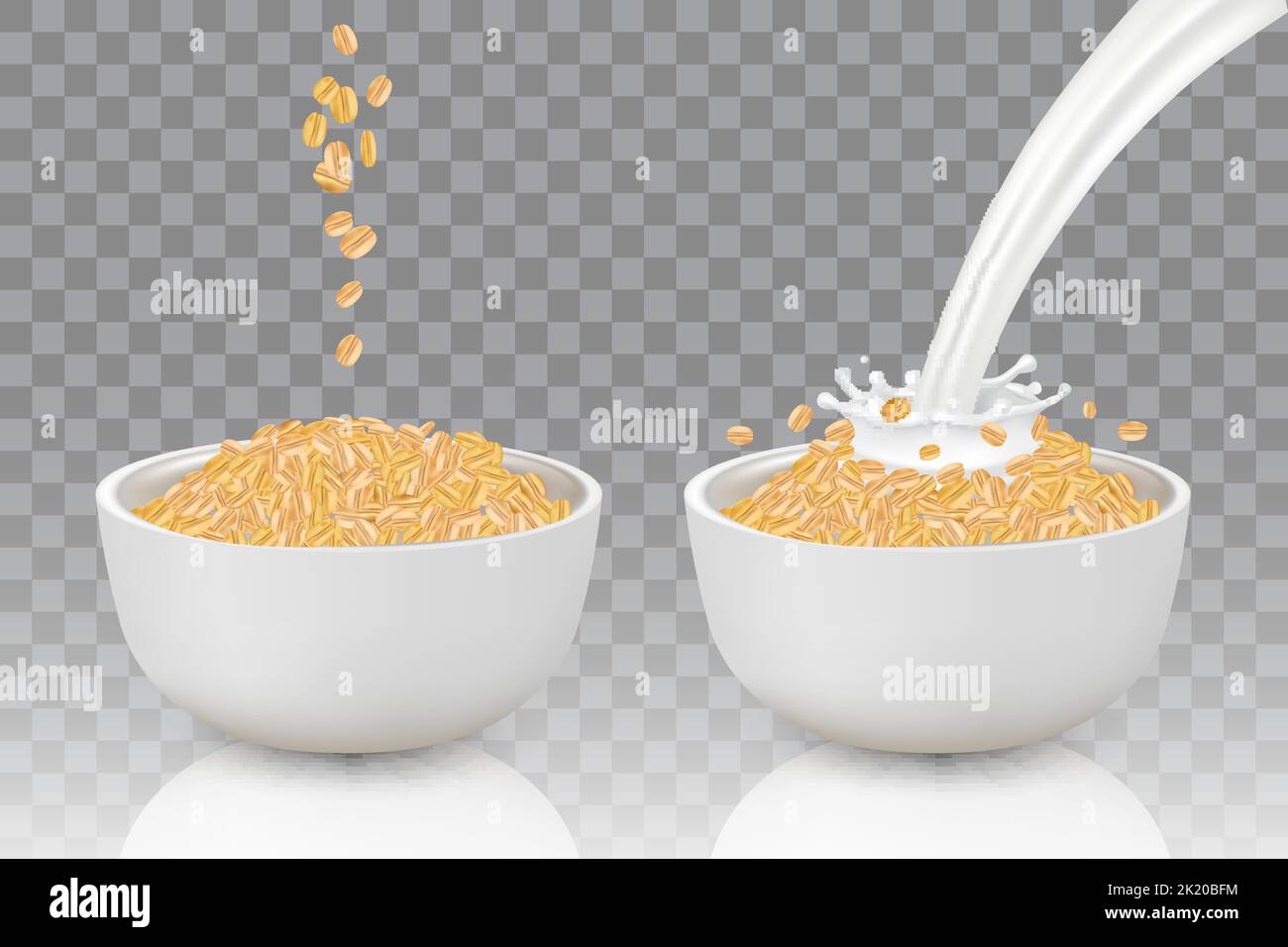Bowls of oat flakes vector realistic illustration Stock Vector Image ...