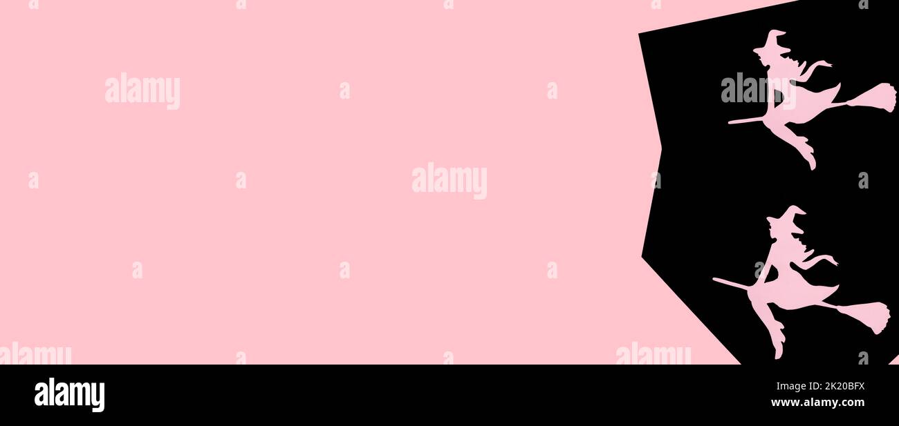 pink banner with black part on the right side where two pink paper ...