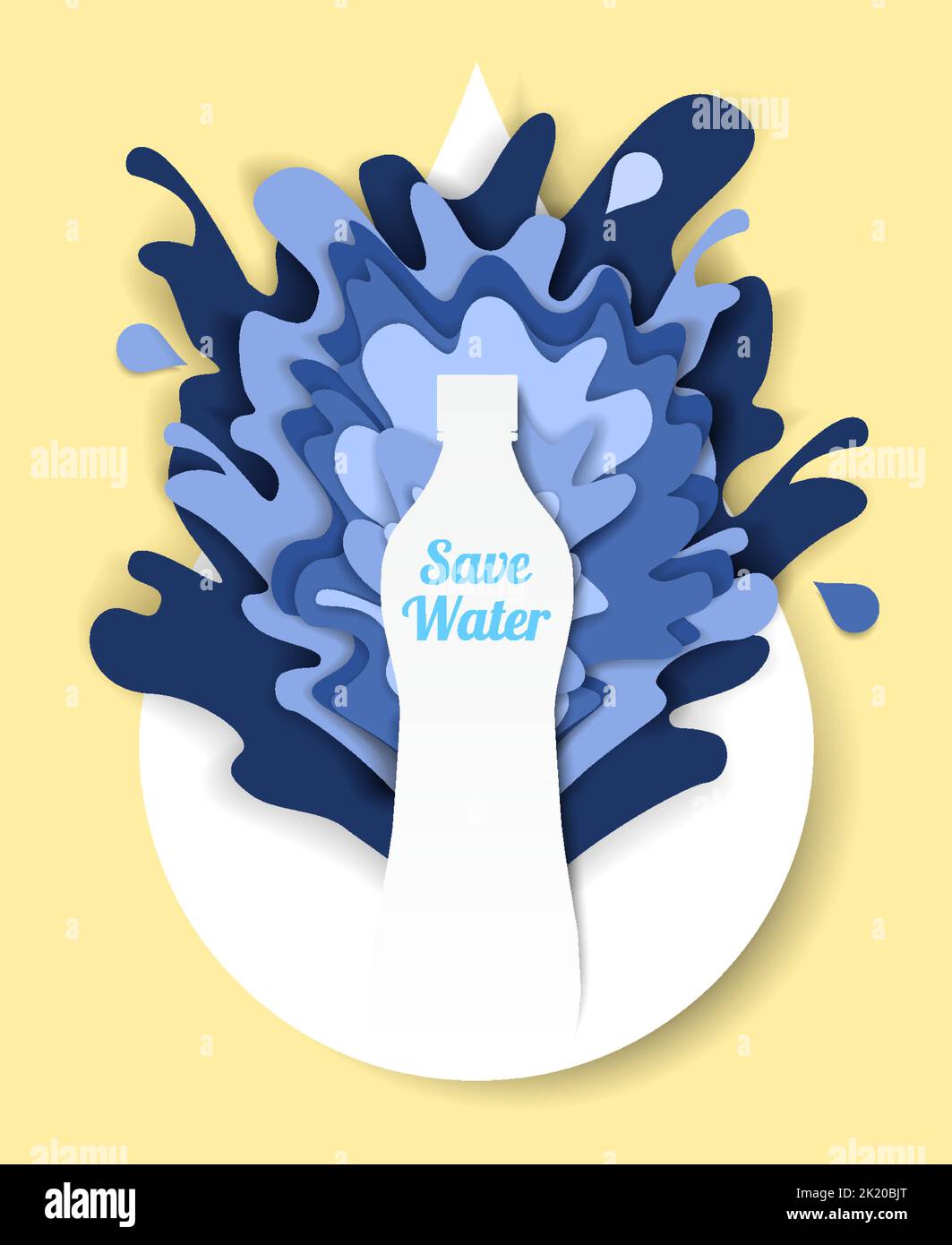 Save water vector paper cut design template Stock Vector Image & Art ...