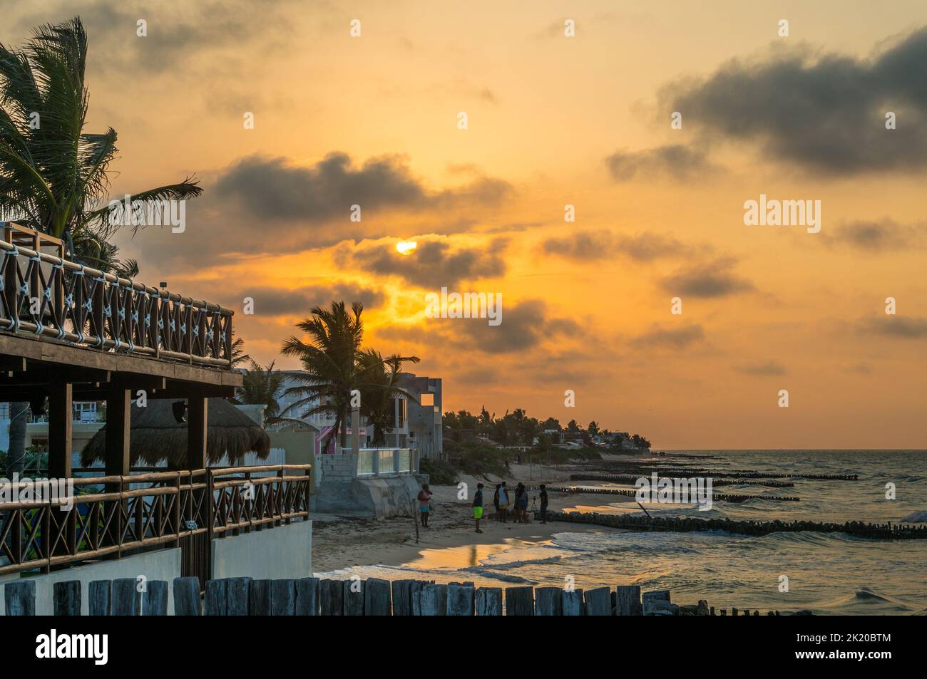 beach erosion at Chelem, Yucatan, Mexico, on the Gulf of Mexico Stock ...