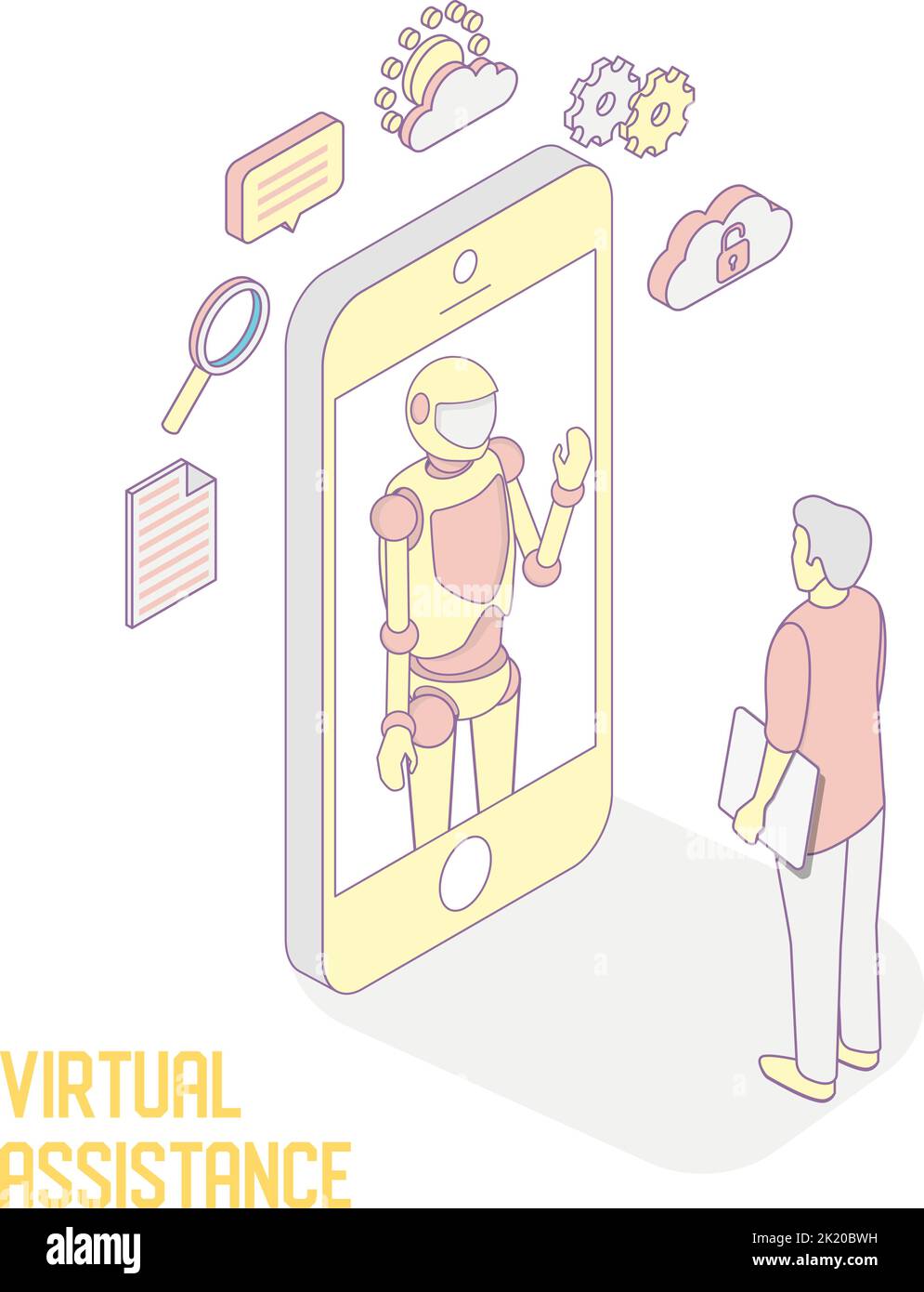 Virtual assistance vector isometric illustration Stock Vector Image ...