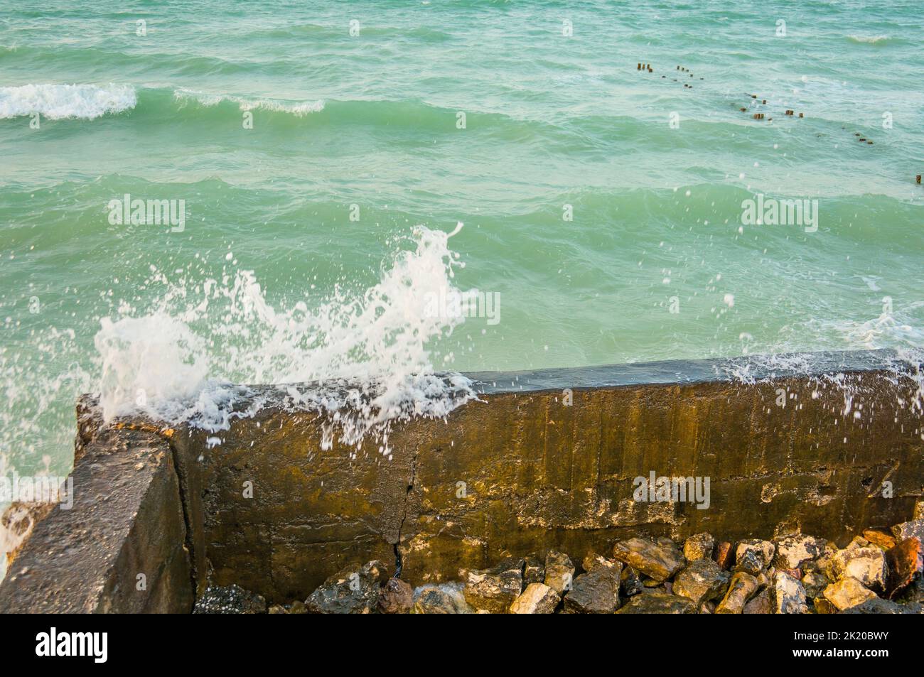 beach erosion at Chelem, Yucatan, Mexico, on the Gulf of Mexico Stock ...