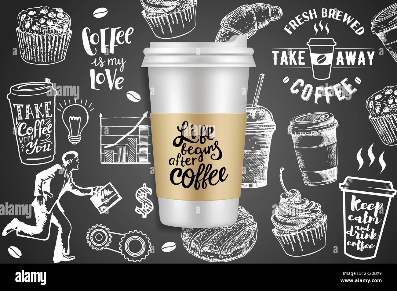 Take away coffee ads vector creative illustration Stock Vector Image ...