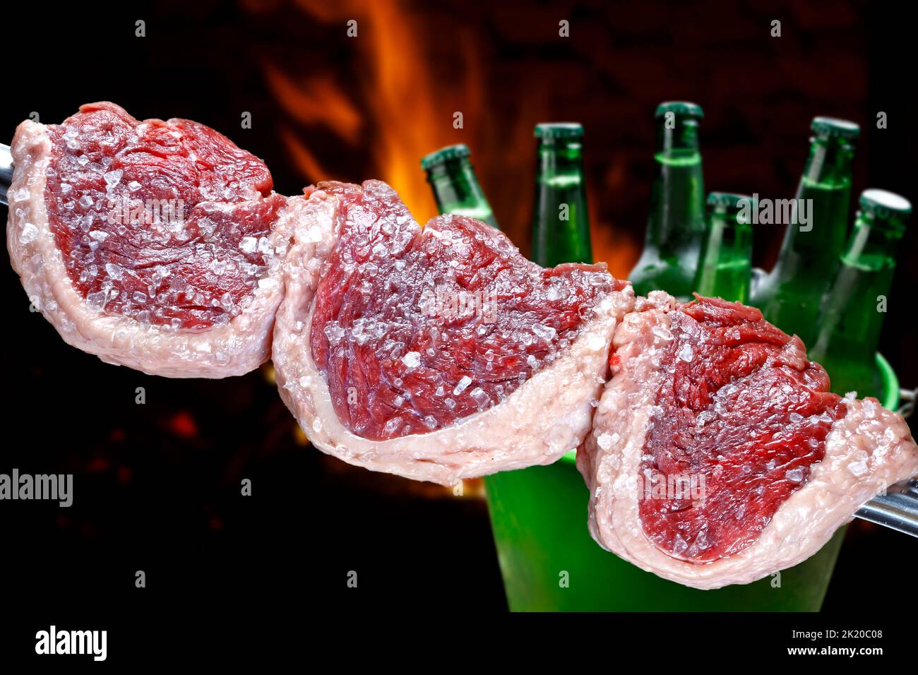 Barbecue with picanha steak and beer Stock Photo - Alamy