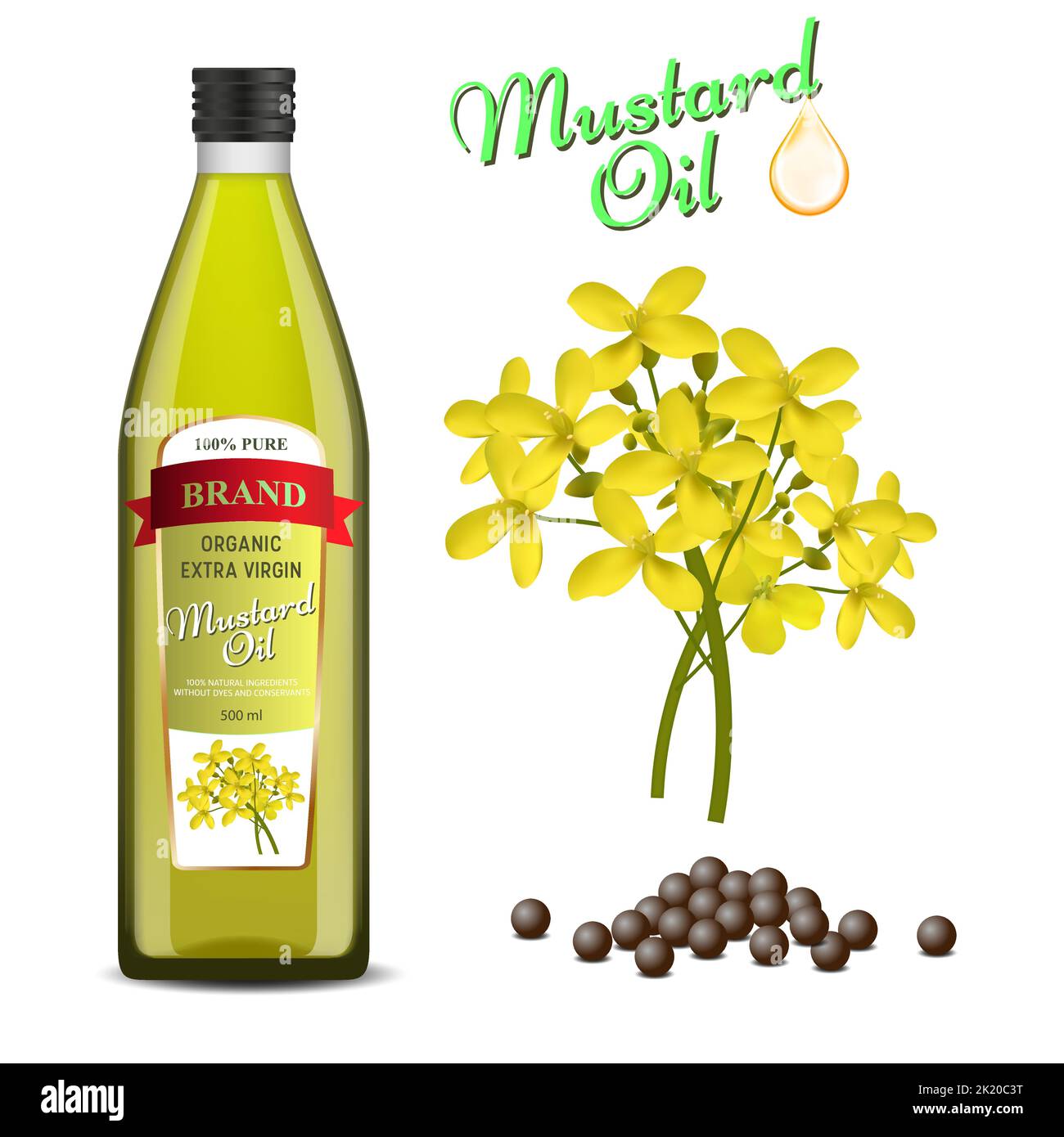 Mustard oil set vector realistic illustration Stock Vector Image & Art ...