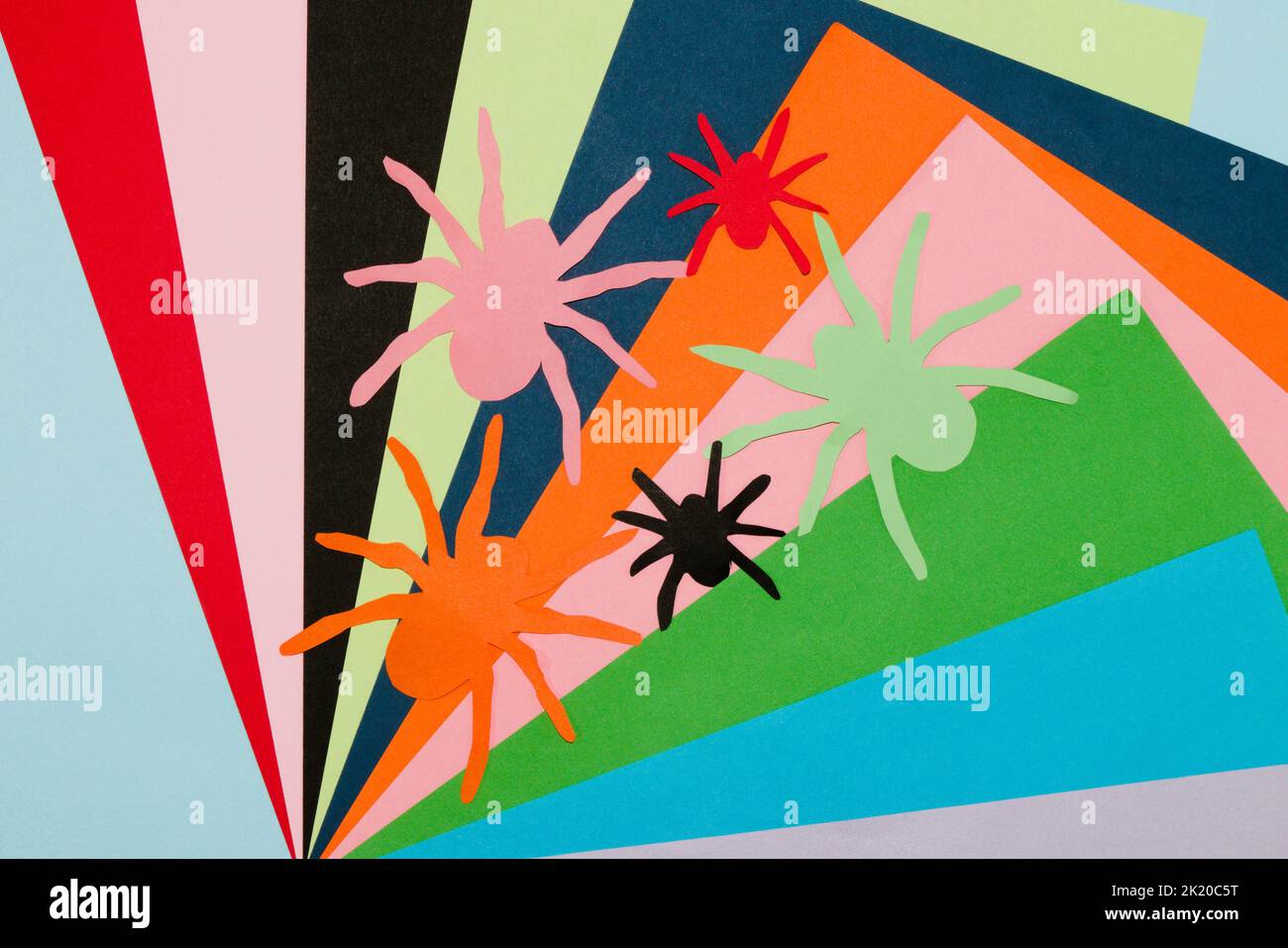 colorful spiders on a colorful background, creative art design ...